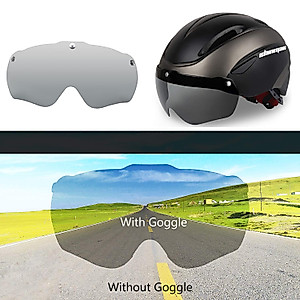 Shinmax Bike Helmet for Men Women, Bicycle Helmet with Detachable Magnetic Goggles for Adult Road Biking Mountain Cycling Helmet (BC-001)