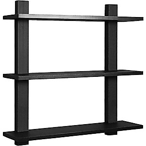 Sorbus® Floating Shelf — Asymmetric Square Wall Shelf, Decorative Hanging Display for Trophy, Photo Frames, Collectibles, and Much More, Set of 3 (3-Tier – Black)