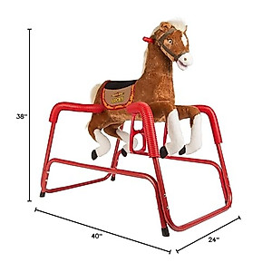 Rockin' Rider Lucky Talking Plush Spring Horse,Brown,40.00 x 24.00 x 38.00 Inches