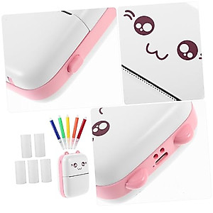 GETAJGHSD 1 Set Sticker Printer Label Printer Pocket Label Printer Wrong Question Printer Small Printing Tool Portable Printer Mini Label Printer Label Printer Machine Paper Pink