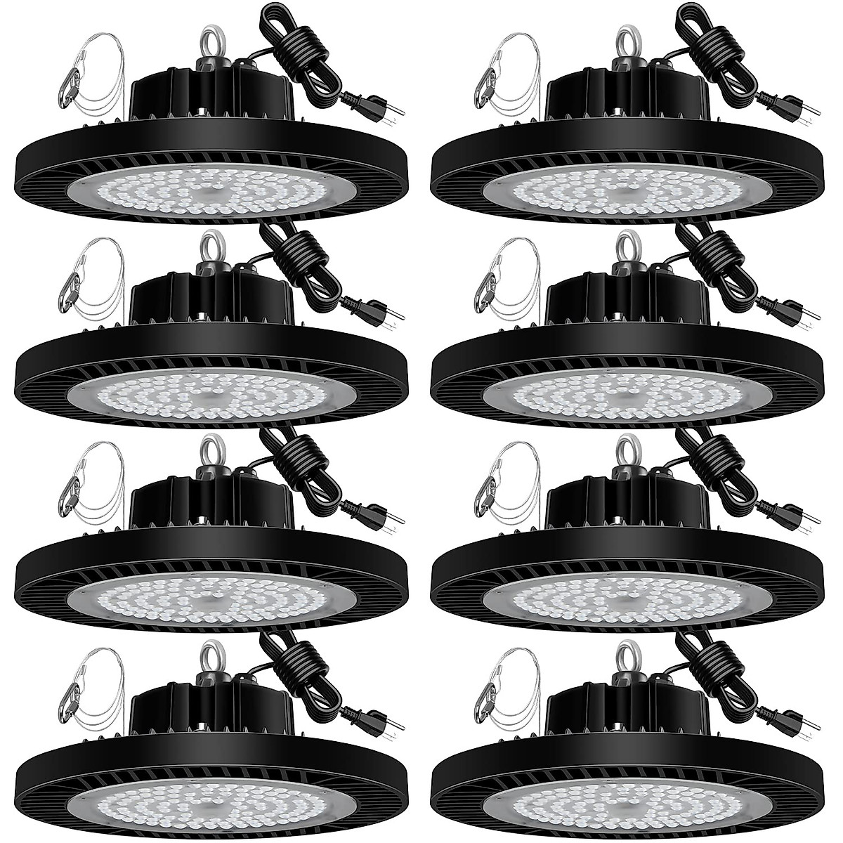 LEDMO UFO LED High Bay Lights 100W 14000lm 600W HPS/MH Replacement 5000K 100-277V Commercial Outdoor High Bay shop lights for workshop|garage|warehouse(8 Pack)