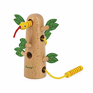 Janod - Tropik Lace-Up Tropical Tree - Wooden Early-Learning Toy - Educational Toy: Fine Motor and Concentration Skills - Water-Based Paint - 18 Months + J08265