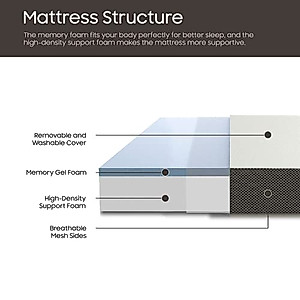 Treaton 3-Inch Tri-Folding Gel Memory Foam Portable Floor Mattress | Breathable Mesh, Ultra Soft, Cot Pad, Removable and Washable Cover, Comfortable Support, Therapeutic Qualities, 31-Inch, White