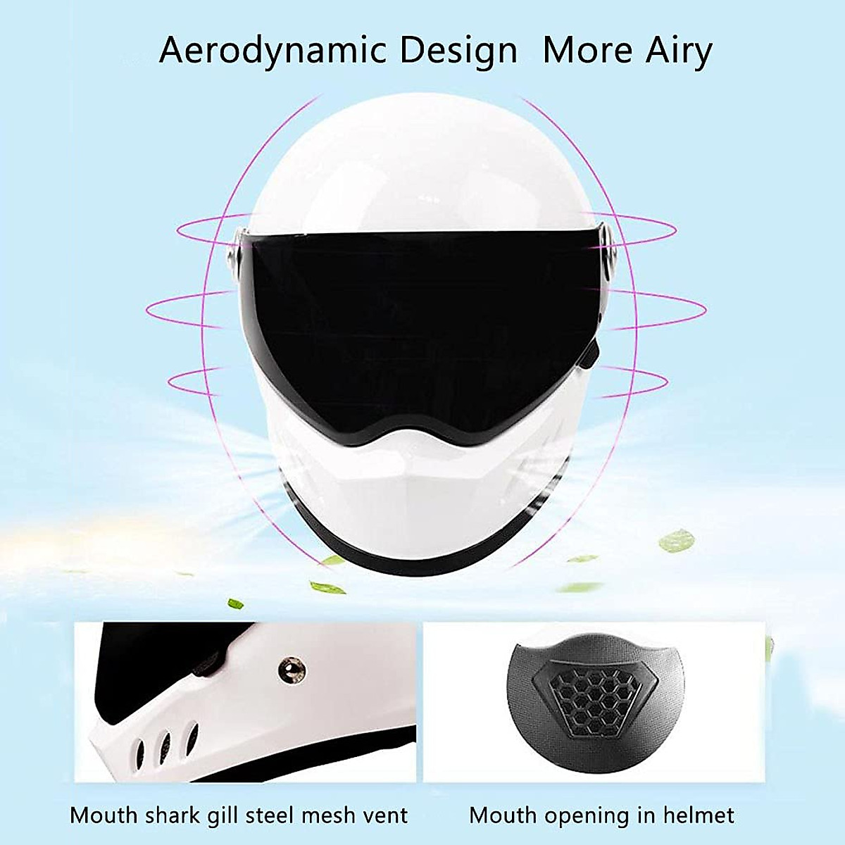 DCLINA Girls Cool Women's Motorcycle Helmet Men's Modular Flip up Visors Retro Full Face Helmets, DOT Approved Helmet, for ATV Moped Racing Crash Motocross, with Vent Holes/Braid/Bow