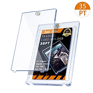 Zonon 15 Pieces Magnetic Card Holder Cases Acrylic Card Holder 35 PT Clear Trading Cards Protectors for Sports Cards Baseball Football Hockey Cards Game Card Storage and Display (Silver Magnet)