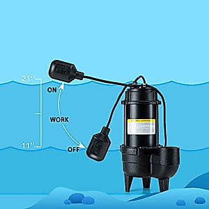 RainBro 1/2 HP Cast Iron Submersible Sewage Pump With 10 ft. Piggy Back Tether Float Switch, Model# CSE050