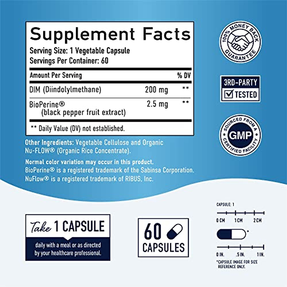 SMNutrition DIM Supplement 200 mg | Estrogen Balance for Women & Men | Hormone Balance, Menopause Supplements for Women, Antioxidant Support | Clean Label Project Certified, Vegan, Soy Free 60 Ct.