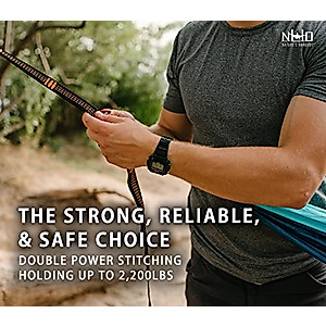 Hammock Straps for Trees with 2 Carabiners - 10 FT Tree Swing Strap - 700+ LBS Heavy Duty 32 Loops & No Stretch Camping Hammock Tree Straps - 20 FT Combined Tree Swing Hanging Kit - Natures Hangout