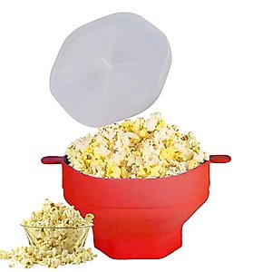 Micropop, Popcorn Popper Machine, Foldable Popcorn Maker With Double Handle, Silicone Microwave Popcorn Popper, Popcorn Collapsible Bowl With Ergonomic Design For Dorm Small Kitchen Office