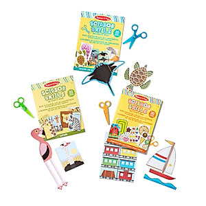 Melissa & Doug Scissor Skills Activity Pad with Child-Safe Scissors 3-Pack (Safari, Sea Life, Activities – 20 Pages Each)