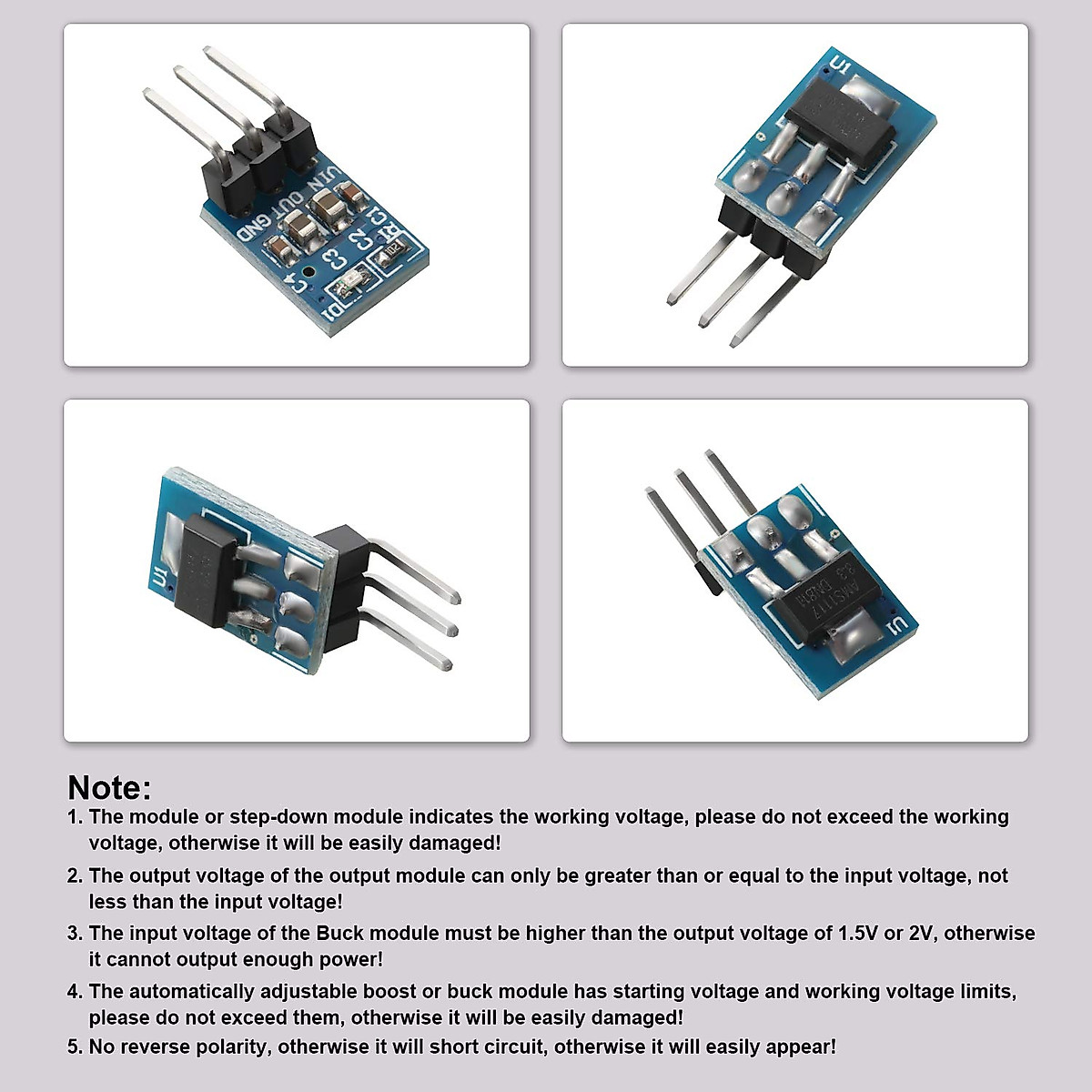 20 Pieces 3 Pins AMS1117-3.3 DC 4.75V-12V to 3.3V Voltage Regulator Down Power Supply Buck 800mA Module