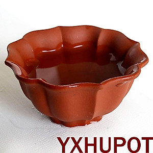 YXHUPOT 4pcs Teacups 2.5oz Chinese Clay Zisha Cup Diamond Flower (Red brown)
