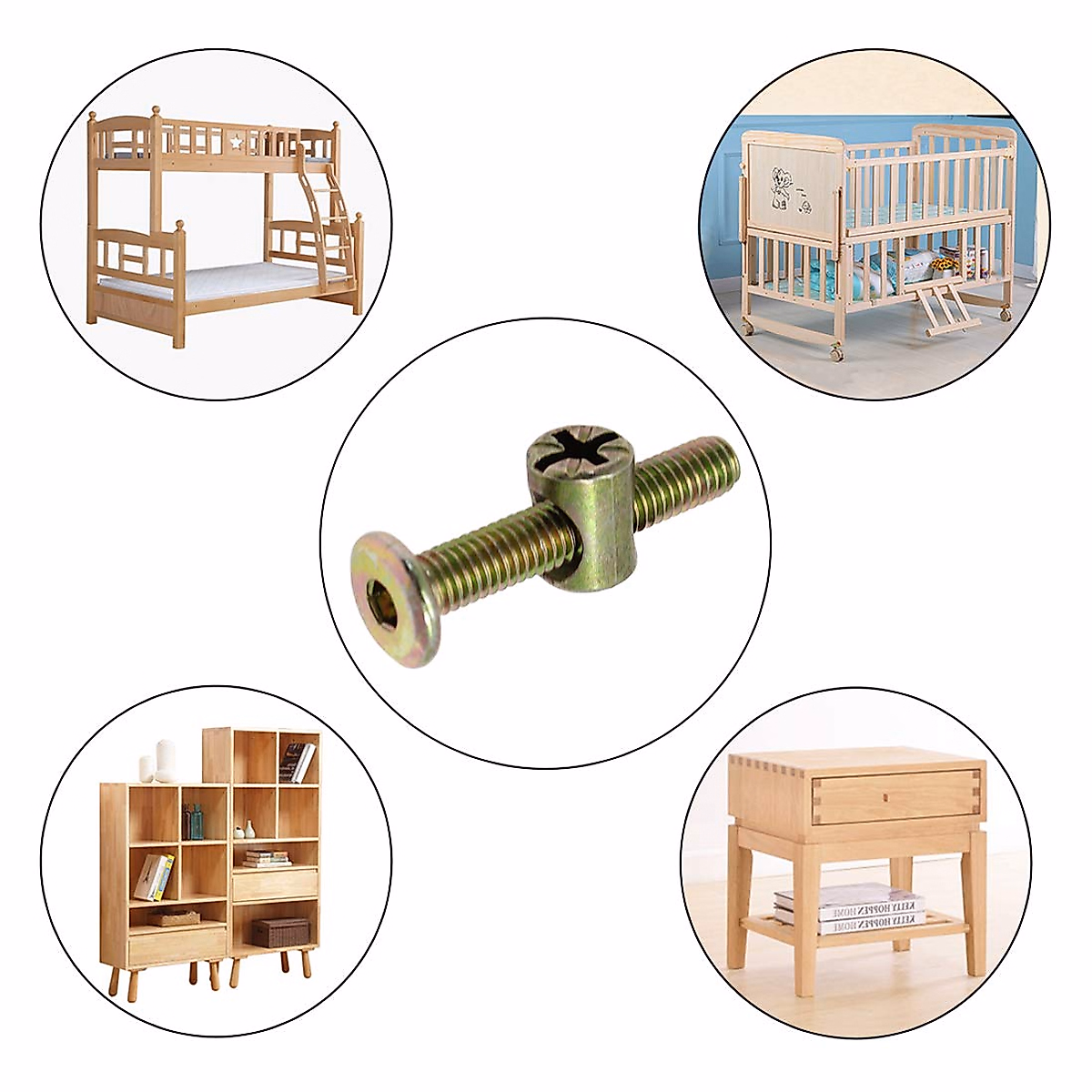 Eilumduo 20 Sets Crib Screws and Bolts, M6 x 35mm Zinc Plated Hex Socket Head Cap Screws Bolt Nuts, Barrel Bolt Nuts Hardware Replacement Kit for Furniture Cots, Beds Crib, Chairs (Philips Barrel Nut)