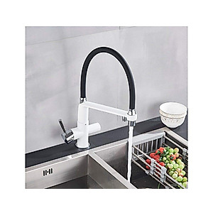 YJRIC Kitchen fau cet Kitchen Water Filter Faucet Kitchen faucets Dual Spout Filter Faucet Mixer 360 Degree Rotation Water Purification Feature Taps,White