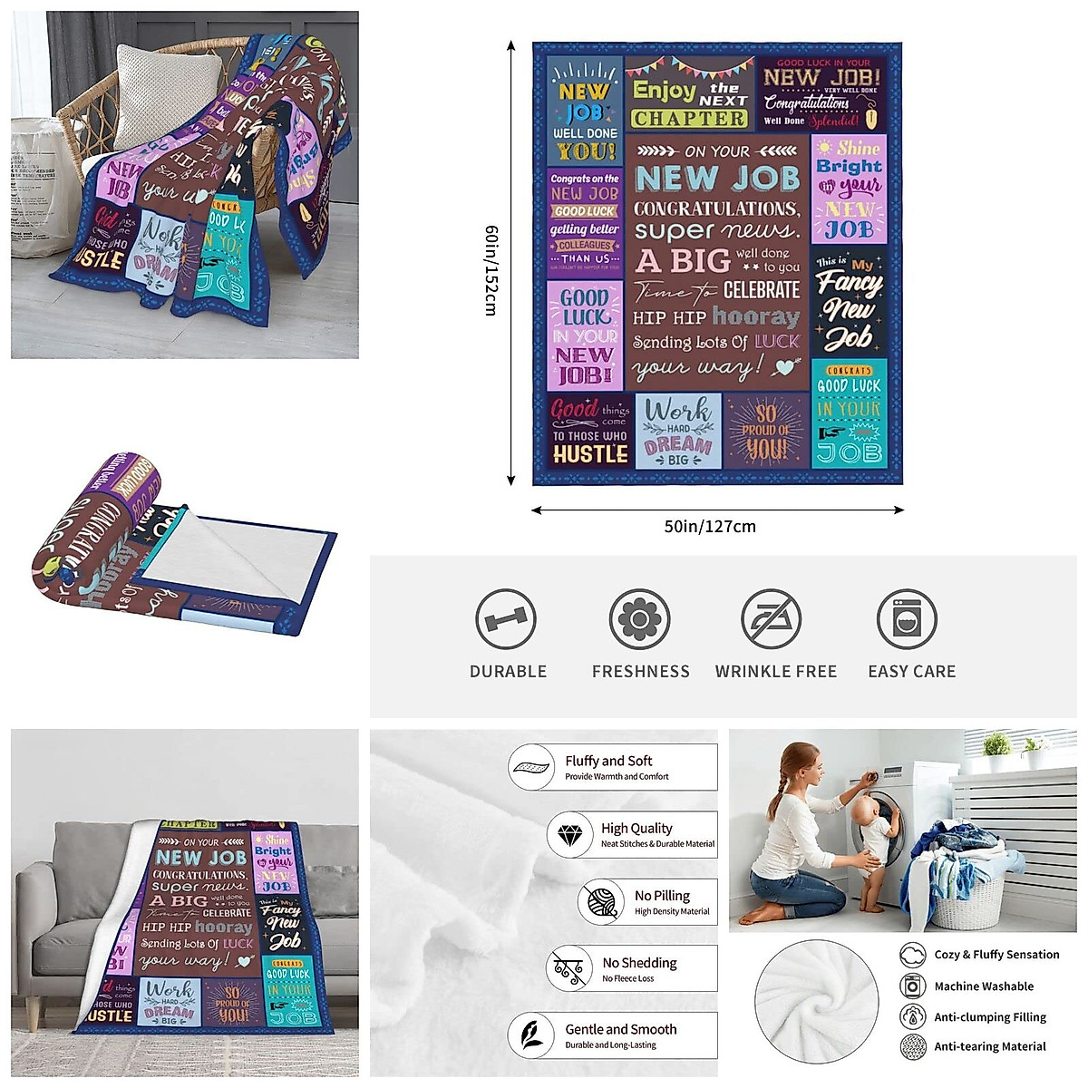 Sqovulw New Job Gift for Women, Promotion Gifts for Women, Congratulations Gifts for Women, New Job Gift for Coworker Leaving for New Job Going Away, Congratulations Promotion Gift Blanket 60x50 Inch