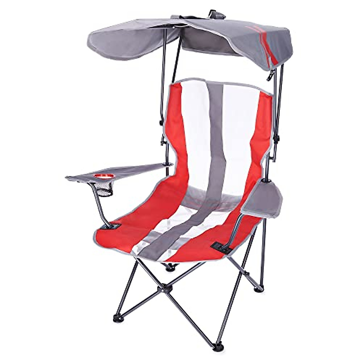 Kelsyus Premium Canopy Foldable Portable Outdoor Lawn Chair with Arm Rest, Cup Holder, and 50+ UPF Sun Protection Canopy, Red or Black