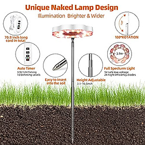 Grow Light, CANAGROW Full Spectrum LED Plant Lights for Indoor Plants, Height Adjustable Plant Halo Growing Lamps, Auto On/Off Timer, 3 Lighting Modes & 10 Dimmable Brightness for Small Plants