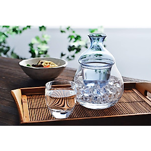 Toyo Sasaki Glass Cold Sake Cup, Blue, 4.3 x 4.3 x 5.7 inches (11 x 11 x 14.5 cm), Diameter: 1.5 inches (3.8 cm)