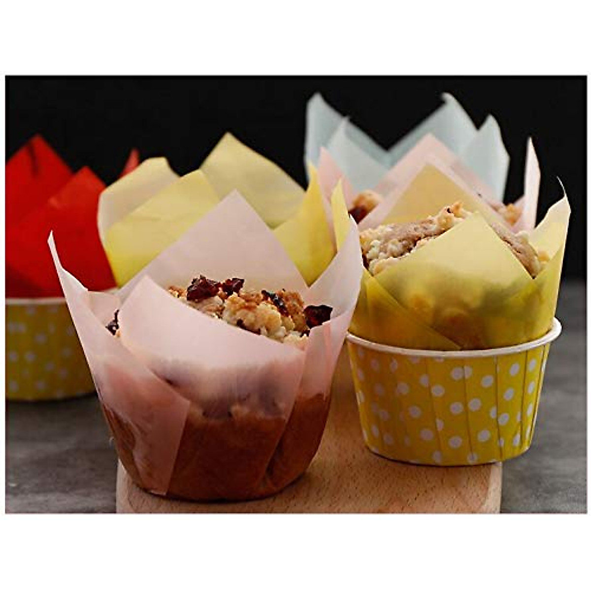 200 PCS Tulip Cupcake Liner Baking Cups Paper Cupcake and Muffin Baking Cups for Baby Showers,Weddings, Birthdays, Colourful and Natural (Ten Color)