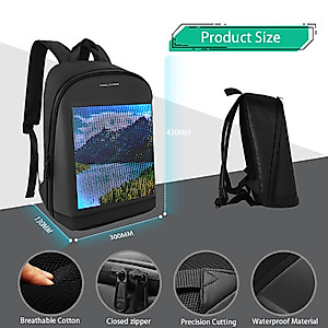 Crelander Laptop Backpack, Waterproof Backpack Smart LED Dynamic Backpack Luggage Bag Cycling Travel Daypack WIFI Bluetooth Connection Rucksack Personalized Gifts for Men Women (Black)