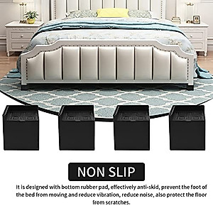 SELOTOKITER 4pcs Bed Risers,Heavy Duty Square Bedding Adjustable Bed Furniture Risers,L-Shaped Furniture Legs,Suitable for Beds,Sofas,Tables,Cabinets,Washing Machines,Refrigerators(Black)