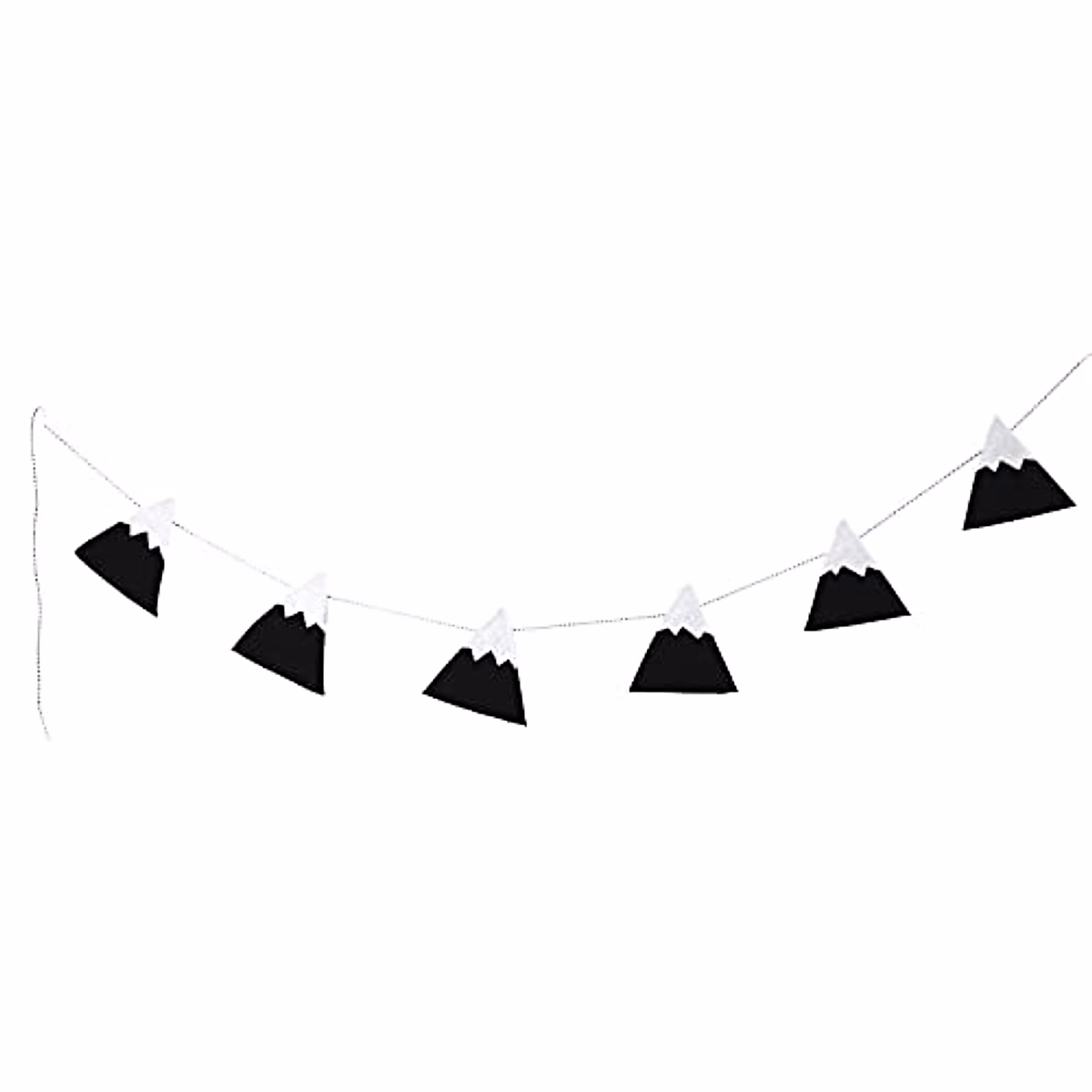 ELLA & MAX Kids Nursery Decor Mountain Garland Banner Black Felt Bunting, Woodland Theme Nursery, Rustic Nursery Decor. Handmade in USA.