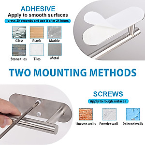 Paper Towel Holder Under Cabinet ,Kitchen Wall Mount Stainless Steel Paper Towel Holder, Self-Adhesive or Screw Mount, for Kitchen and Bathroom.Black 2pack