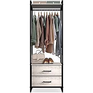 Sorbus Clothing Rack with Drawers - Clothes Stand Dresser - Wood Top, Steel Frame, & Fabric Drawers - Tall Closet Storage Organizer - Garment Rack for Hanging Shirts, Dresses, & Jackets