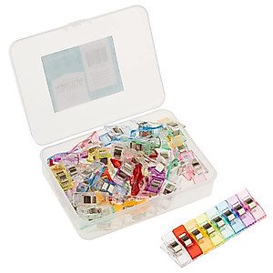 Missouri Star Quilting and Sewing Clips 50pk - Plastic 1” Fabric Clips in Storage Box - Quilting Supplies for Seam Binding and Blanket Making