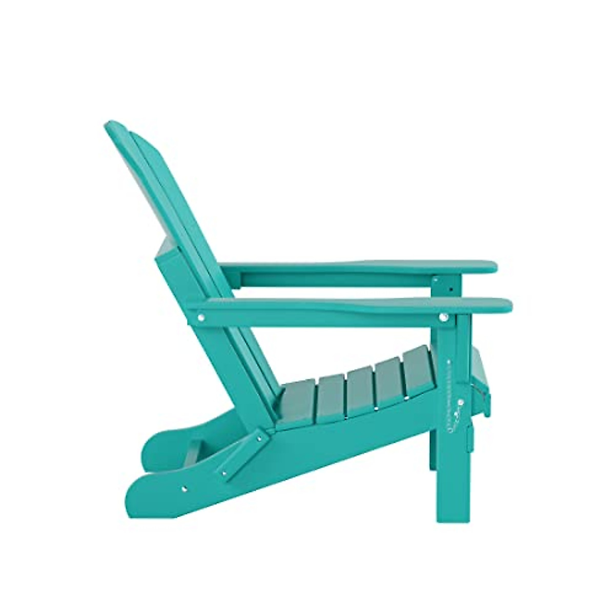 WO Home Furniture Adirondack Folding Chair 4 PC Set Classic Outdoor Patio Chair for Bon Fire Pit Lawn Backyard Beach Plastic Weather-Resistant (Turquoise)