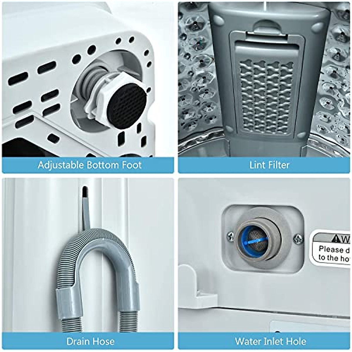 FUTADA Full Automatic Washing Machine, 2 in 1 Portable Laundry Washer, 8.8 Lbs Washer & Dryer Combo w/Built-in Barrel Light, LED Display, Energy Saving Top Load Washer for Camping, Apartment, Dorm