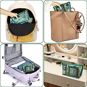 JOINDO 3 Pcs Mesh Makeup Bags Mesh Cosmetic Bag Mesh Cosmetic Purse Pouch Portable Toiletry Bags for Travel Home Makeup Organizer(Green)