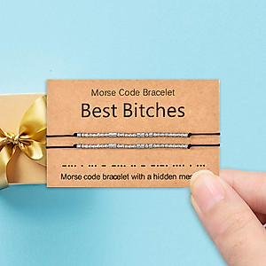 Shonyin Morse Code Bracelet Best Friend Bracelet Set Friendship Galentines Day Jewelry Gift For 2 Sister Teen Women Men