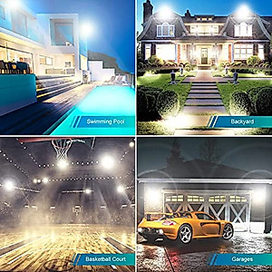 YANYCN 3 Pack 100W Led Flood Lights Outdoor,Super Bright 11600LM Security Lights with Plug,Exterior IP66 Waterproof 5000K Daylight White FloodLight for Basketball Court, Yard, Garden, Playground