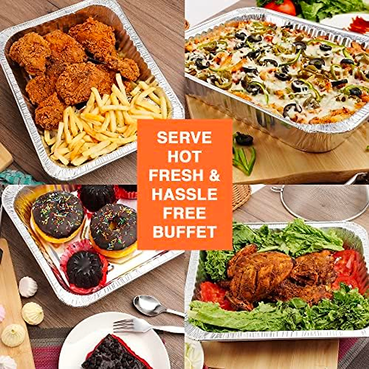 Home Stockware Thin Aluminum Pans 30 Pack - 9x13 inches Disposable Foil Pans Without Lids, Half-Size Deep Tin Foil Pans for Cooking, Baking, BBQ, Grilling, Storing, Prepping Food