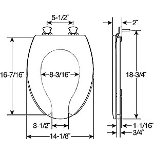 MAYFAIR 18440EC 000 Open Front Toilet Seat will Never Loosen and Easily Remove, ELONGATED, Durable Enameled Wood, White