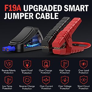 DBPOWER Jump Starter 2000A Peak Portable Car Jump Starter for Up to 8.0L Gas and 6.5L Diesel Engines, 12V Lithium Battery Booster Pack with 2.5" LCD Display, Smart Jumper Cables and LED Light