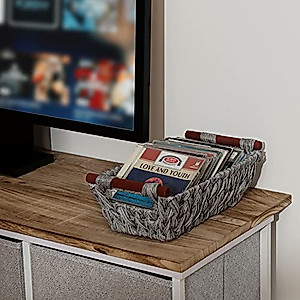 GRANNY SAYS Wicker Storage Baskets for Shelves, Trapezoid Woven Basket, Waterproof Storage Wicker Baskets for Organizing, Gray, 2-Pack