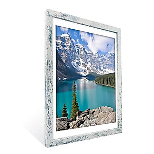 Amginy 12x16 Rustic Picture Frames Matted to Display 11x14 Pictures with Mat or 12 x 16 without Mat Farmhouse Distressed Style Wooden Photo Frames for Wall Mounting