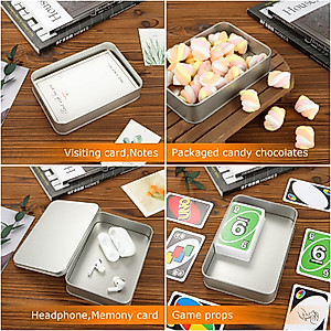 ACXFOND 8 Pack Empty Metal Tins Box with Lid - Cookie Tins Silver Metal Rectangular Tin Box Lids for Treats, Gifts, Favors, Candle and Crafts (6.2 x 4.3 x 1.4 Inches)