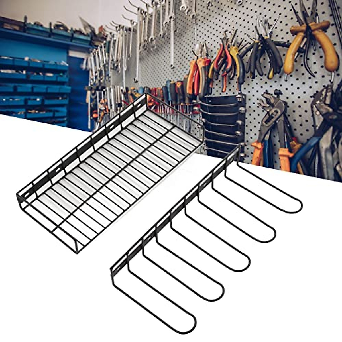 Power Tool Organizer, Larger Capacity Drill Holder Wall Mount, Heavy Duty Garage Tool Organizer and Storage, Tool Storage Rack for Garage Pegboard, Cordless Drill Charging Station, 2 Layer