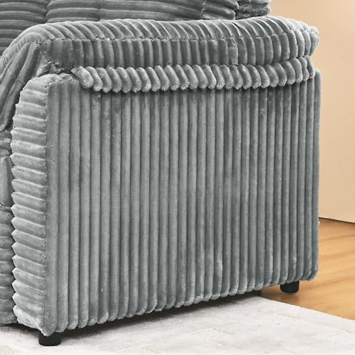 Corduroy Tufted Upholstered Left Facing Sleeper Sectional Sofa, L-Shaped Pull Out Sleep Couch Bed Modular Convertible Sofabed with Right Storage Chaise and Pillow-top Armrests for Living Room