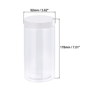 uxcell Round Plastic Jars with White Screw Top Lid, 34oz/ 1000ml Wide-mouth Clear Empty Containers for Storage, Organizing, 4Pcs