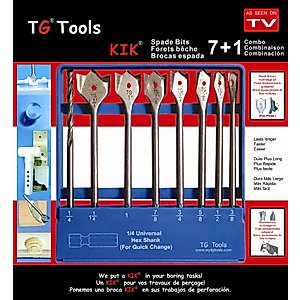 TG Tools WSJ:008002 7+1 piece KIK Spade Drill Bit Set.
