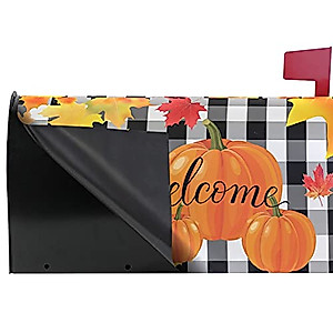 Wamika Welcome Fall Pumpkin Owls Sunflower Maple Leaves Mailbox Covers Standard Size Happy Thanksgiving Day Autumn Magnetic Mail Wraps Cover Letter Post Box 21" Lx 18" W