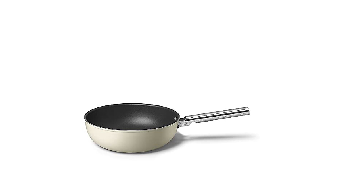 Smeg Cream 12-Inch Wok - Premium Non-Stick Cookware
