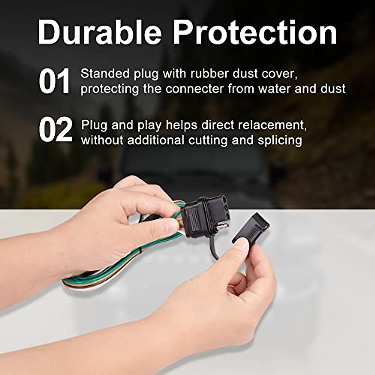 WATERWICH 4 Way Trailer Wiring Harness 56407 Compatible with Jeep Wrangler JL 2018-2023 and Jeep Gladiator 2020-2023, 4-Pin Trailer Hitch Wiring Harness