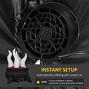 Outsunny 4ft Halloween Inflatables Outdoor Decrations White Ghosts in Red Cauldron, Blow Up LED Yard Decor for Garden, Lawn, Party, Holiday