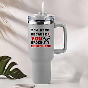 40 ounce insulated cup with handle, double-layer vacuum stainless steel material, equipped with straw, can keep warm or maintain cold drinks Hand-painted Letters Graffiti grey