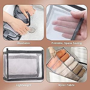 Clothes Organizer for Folded Clothes, 2PCS Closet Organizer for Jeans-7 Grids, Wardrobe Clothes Organizer, Drawer Organizers for Clothing for Jeans/Trousers/T Shirt/Underwear